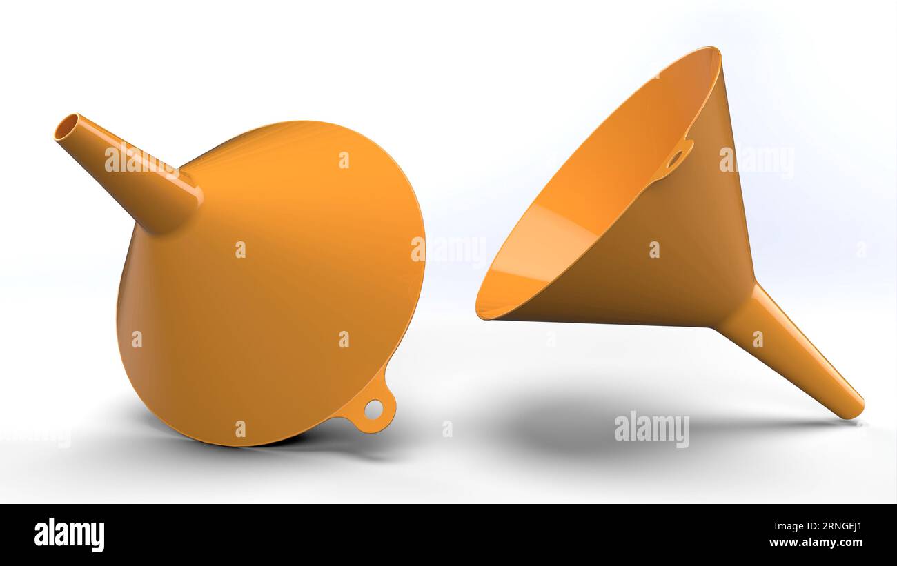 Yellow Funnel. Isolated on White Background. Product Design 3d render ...
