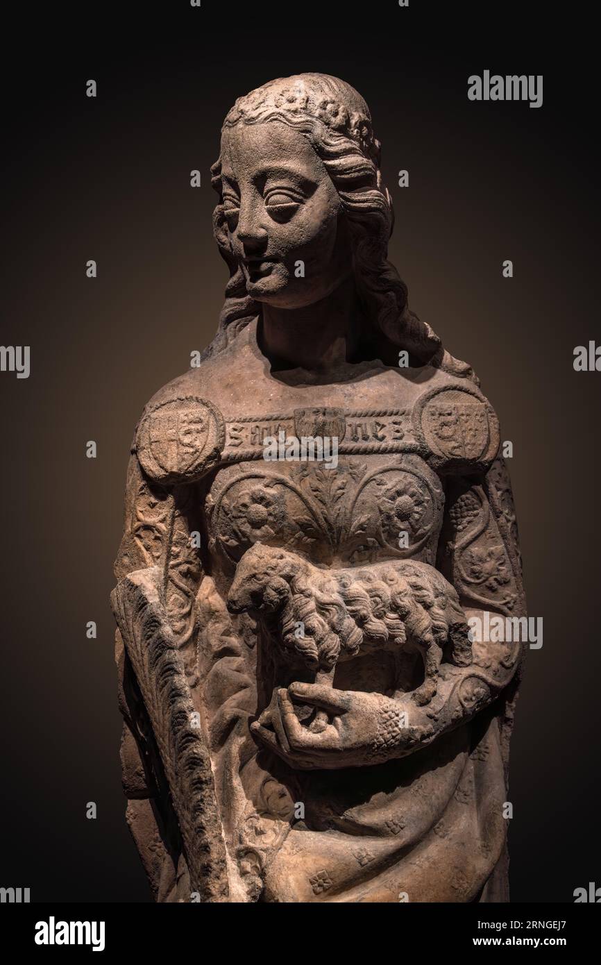 The statue of St. Agnes - Woman holding sheep - inside the Museum of ...