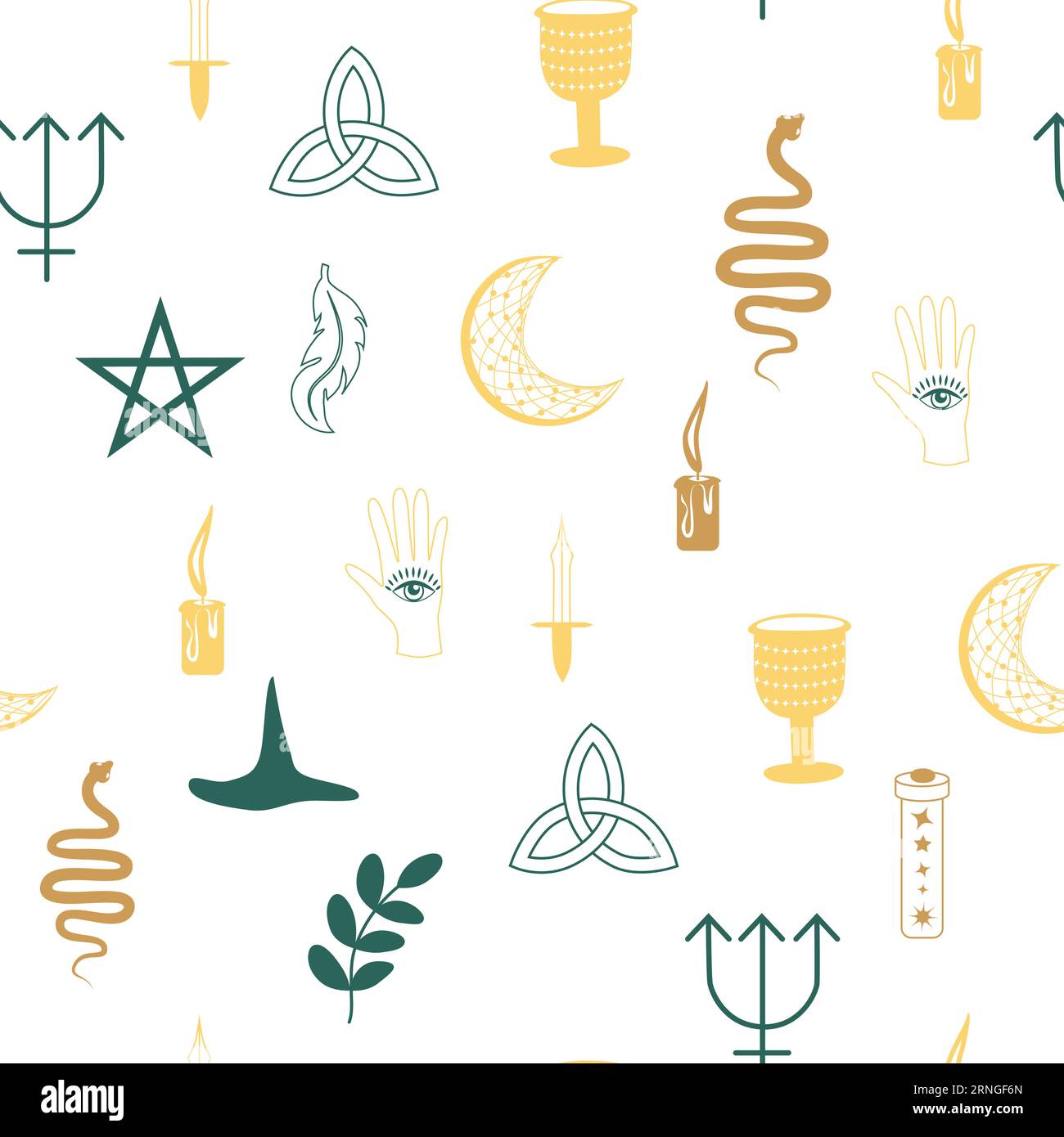 Magic and heaven seamless pattern, with magical elements such as snake ...