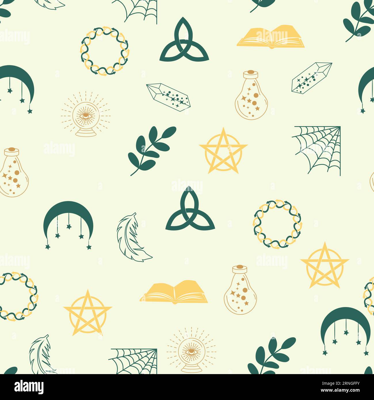 Magic and heaven seamless pattern, with magical elements such as snake ...