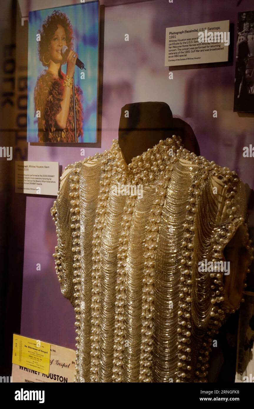 A beaded dress worn by the late singer Whitney Houston at the 21st ...