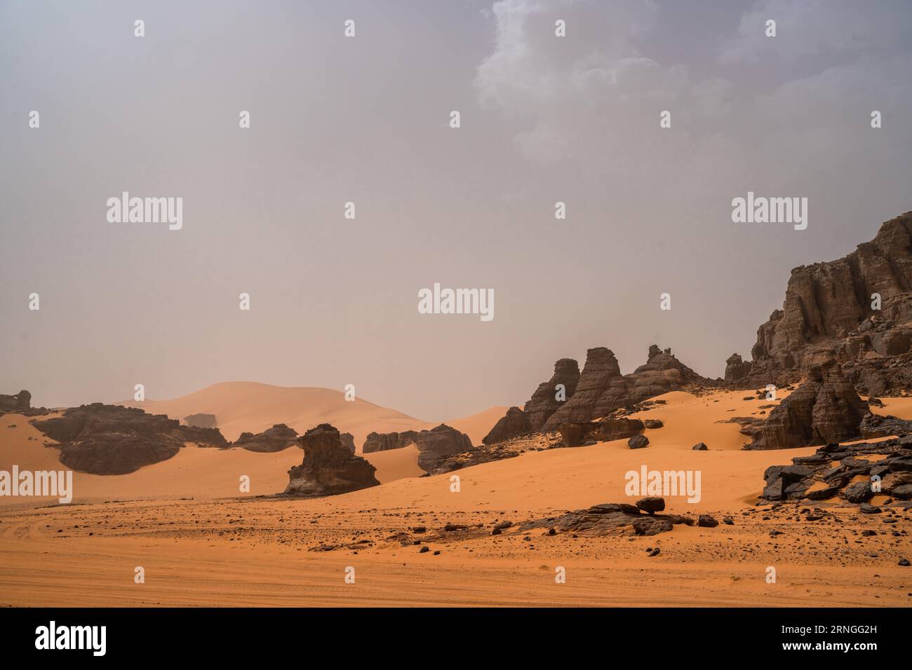 view in the Sahara desert of Tadrart rouge tassili najer in Djanet City ...