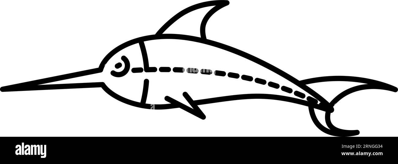 Swordfish linear icon. Wild sea fish symbol Stock Vector Image & Art ...