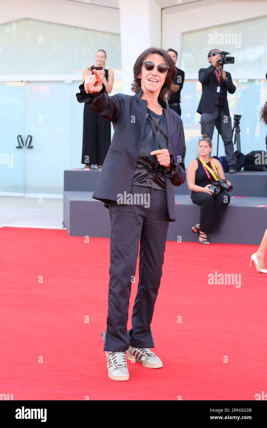 Venice, Italy, 1st September, 2023. Alberto Fortis arriving on the red ...