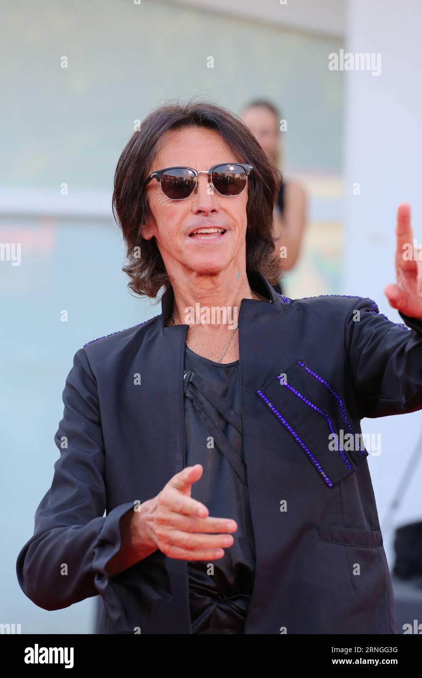 Venice, Italy, 1st September, 2023. Alberto Fortis arriving on the red ...