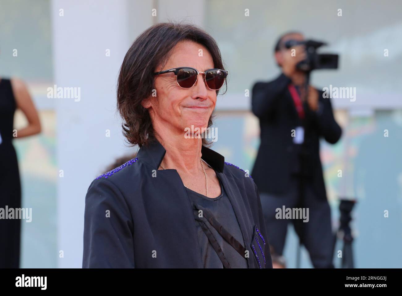 Venice, Italy, 1st September, 2023. Alberto Fortis arriving on the red ...