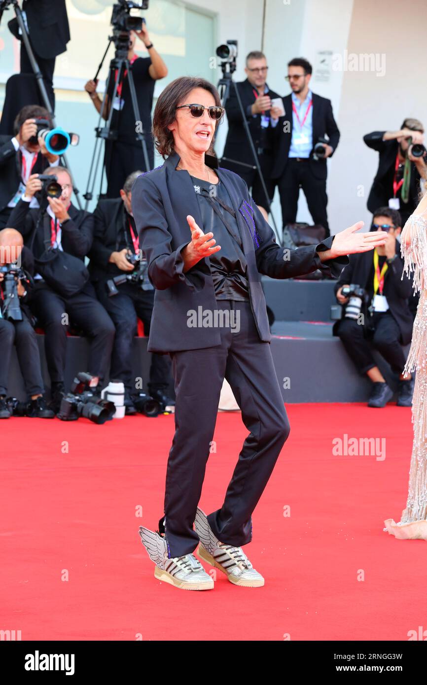 Venice, Italy, 1st September, 2023. Alberto Fortis arriving on the red ...