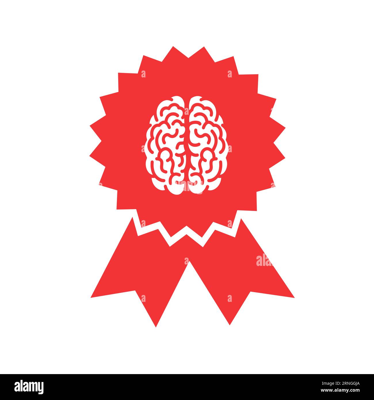 Intelligence certificate - ribbon, medal and stamp with brain as symbol ...