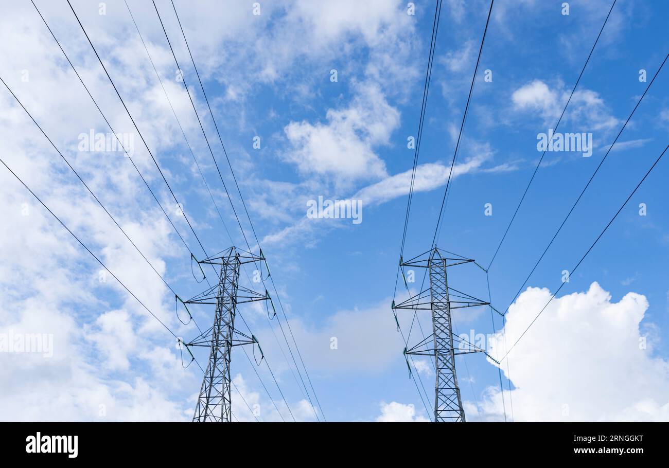 Montreal, Canada. 30th Aug, 2023. Hydro Quebec transmission towers are ...