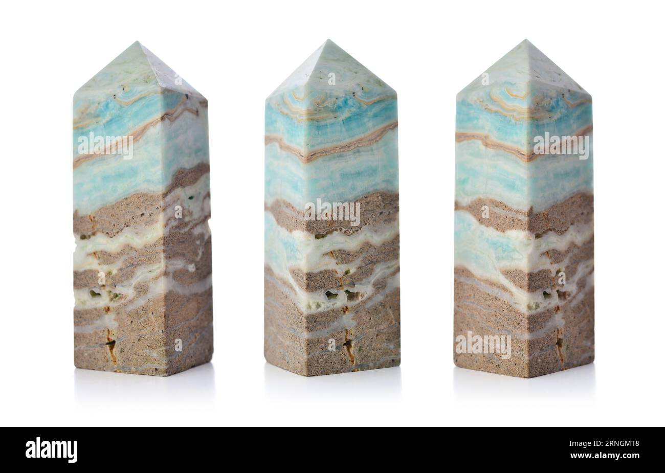 Blue and Brown Patern Aragonite Mineral Gem Stone in shape of tower ...