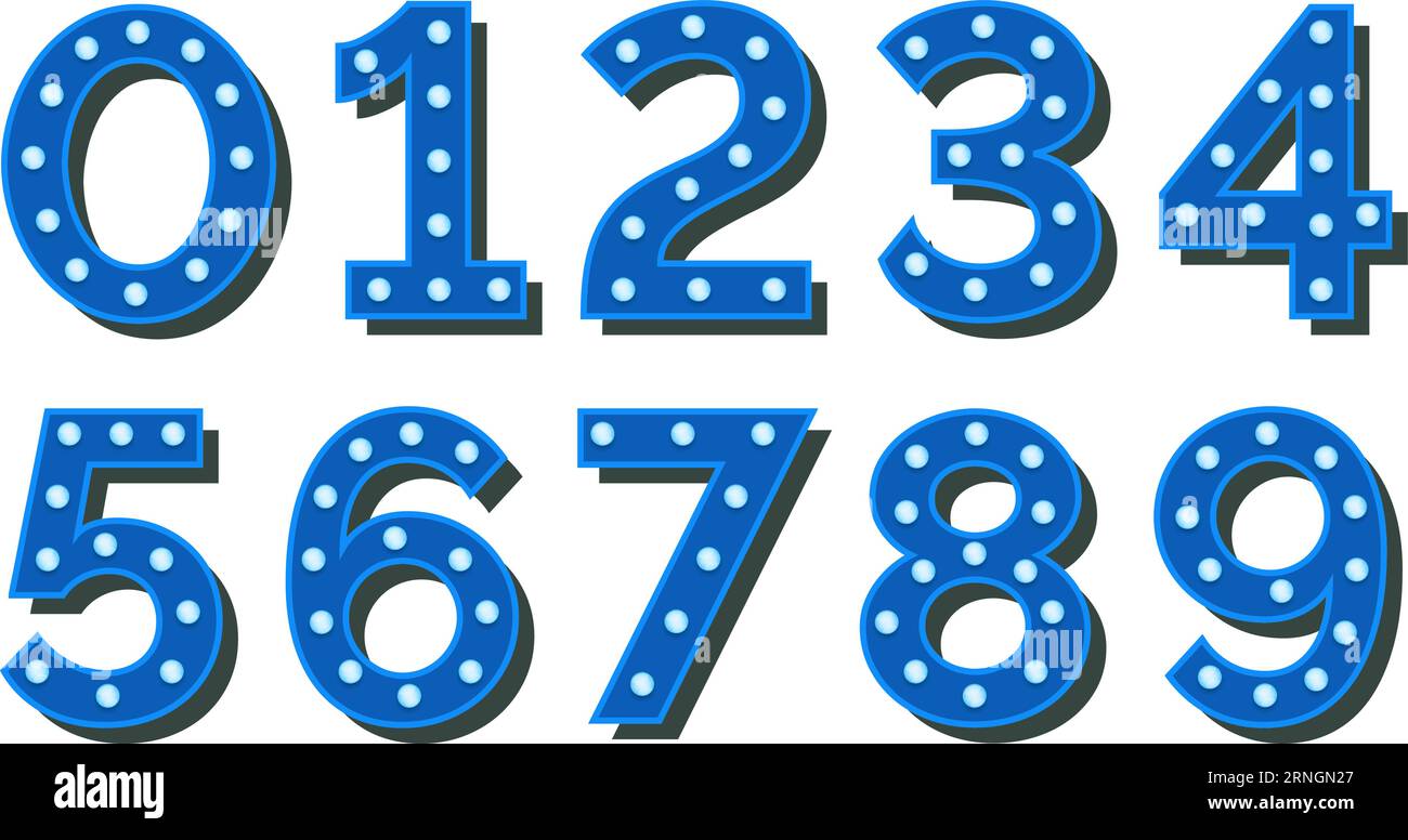 Number font in decorative retro lamp bulb style Stock Vector Image ...