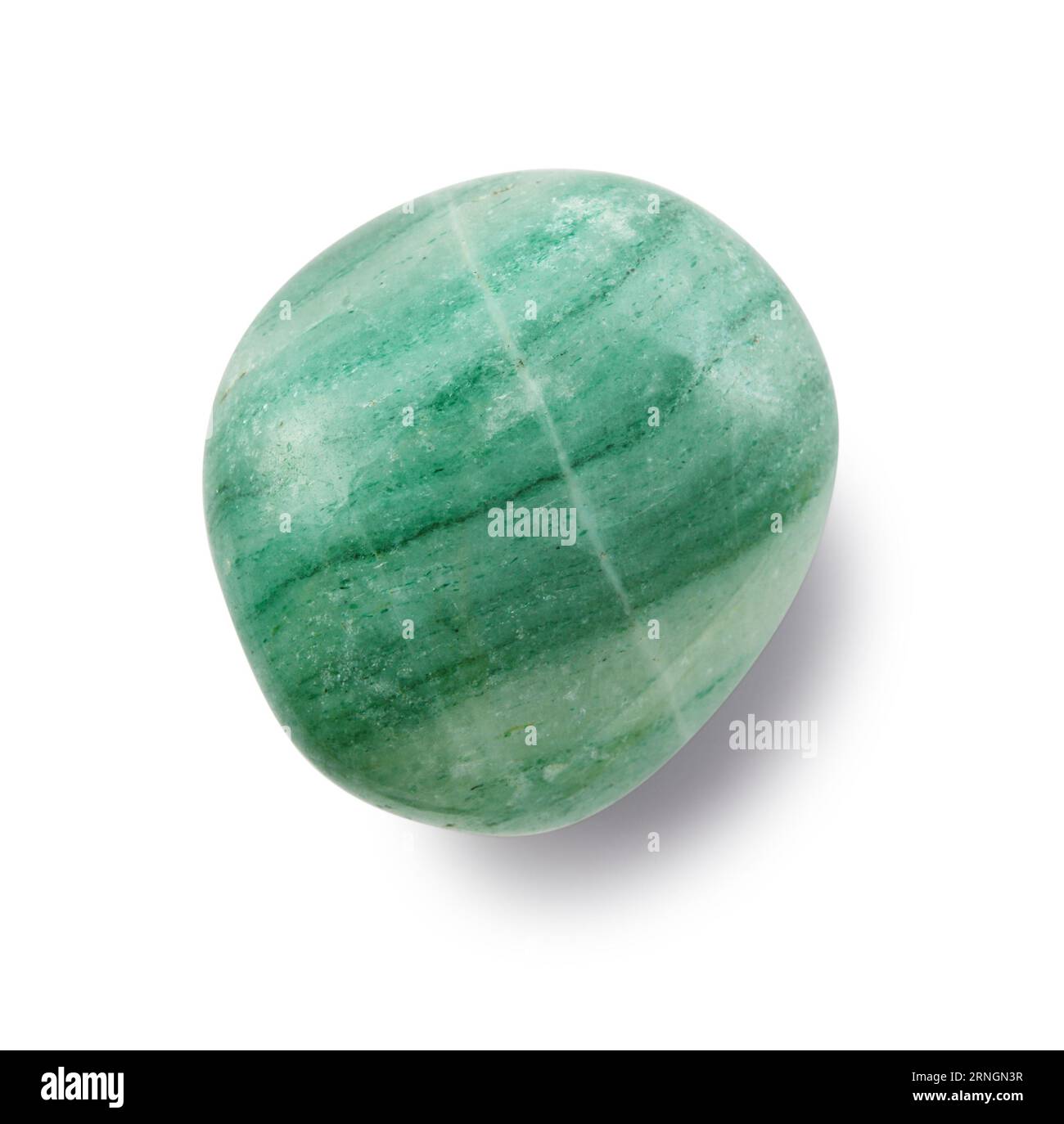 Sample of natural mineral from geological collection - tumbled green Aventurine gemstone ...