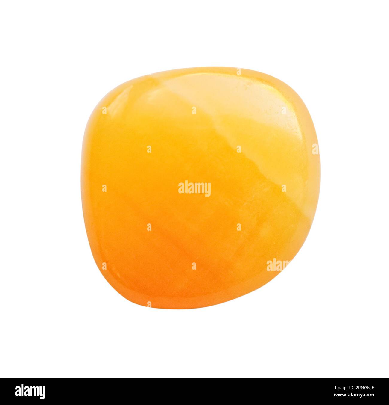 Yellow Aragonite mineral polished stone isolated on white background ...