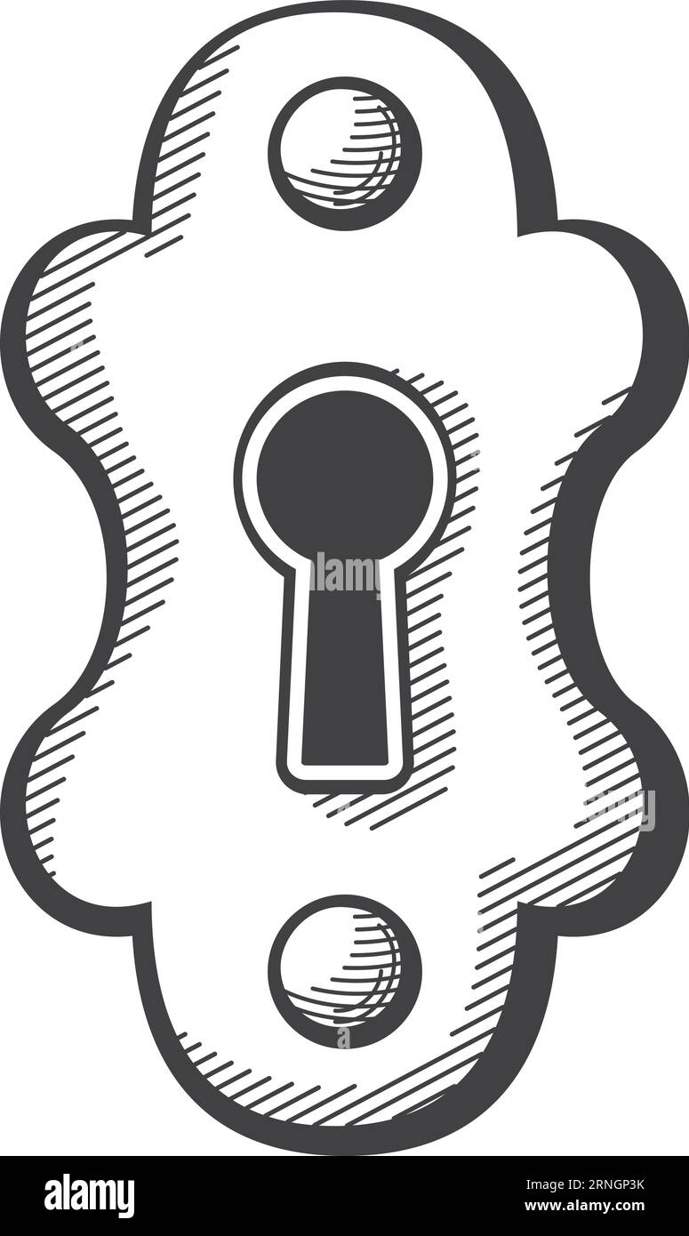 Key hole engraving. Old metal protection sketch Stock Vector Image ...