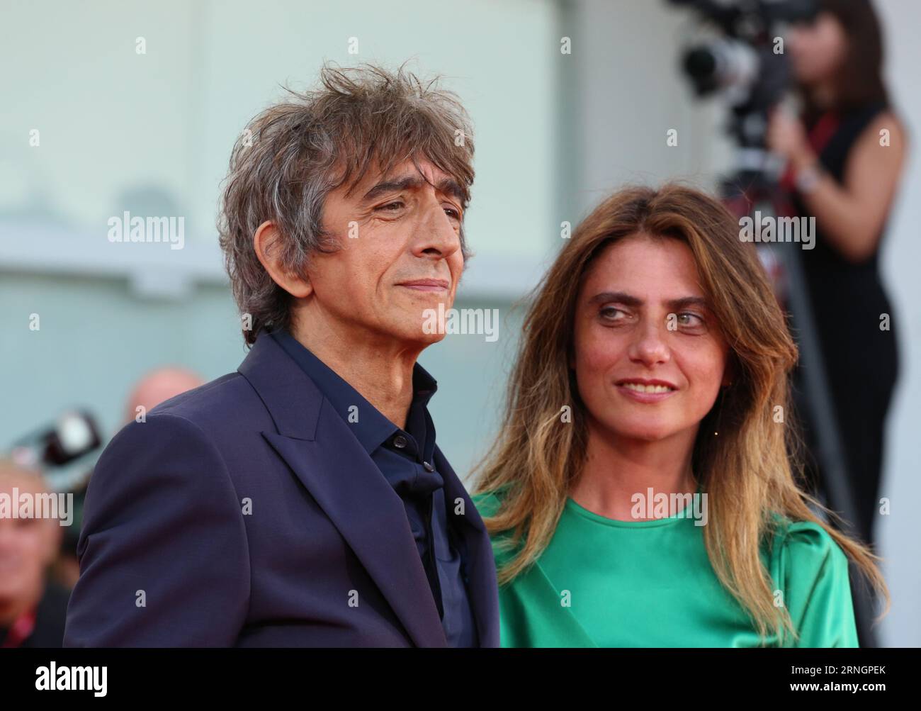 Venice, Italy, 1st September, 2023. Sergio Rubini and Carla Cavalluzzi arriving on the red ...