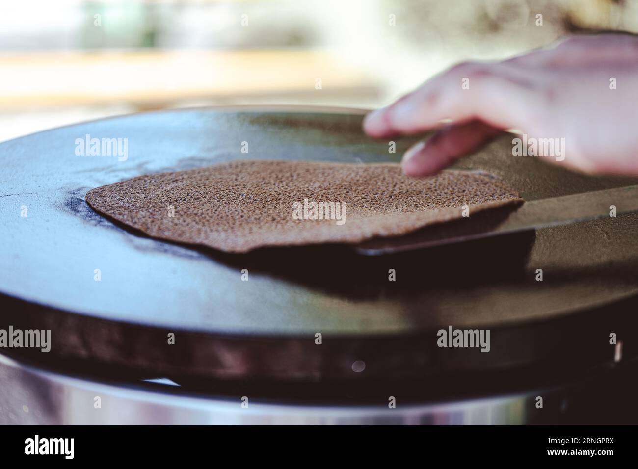 breton galette buckwheat crepe with ingredients. making buckwheat ...