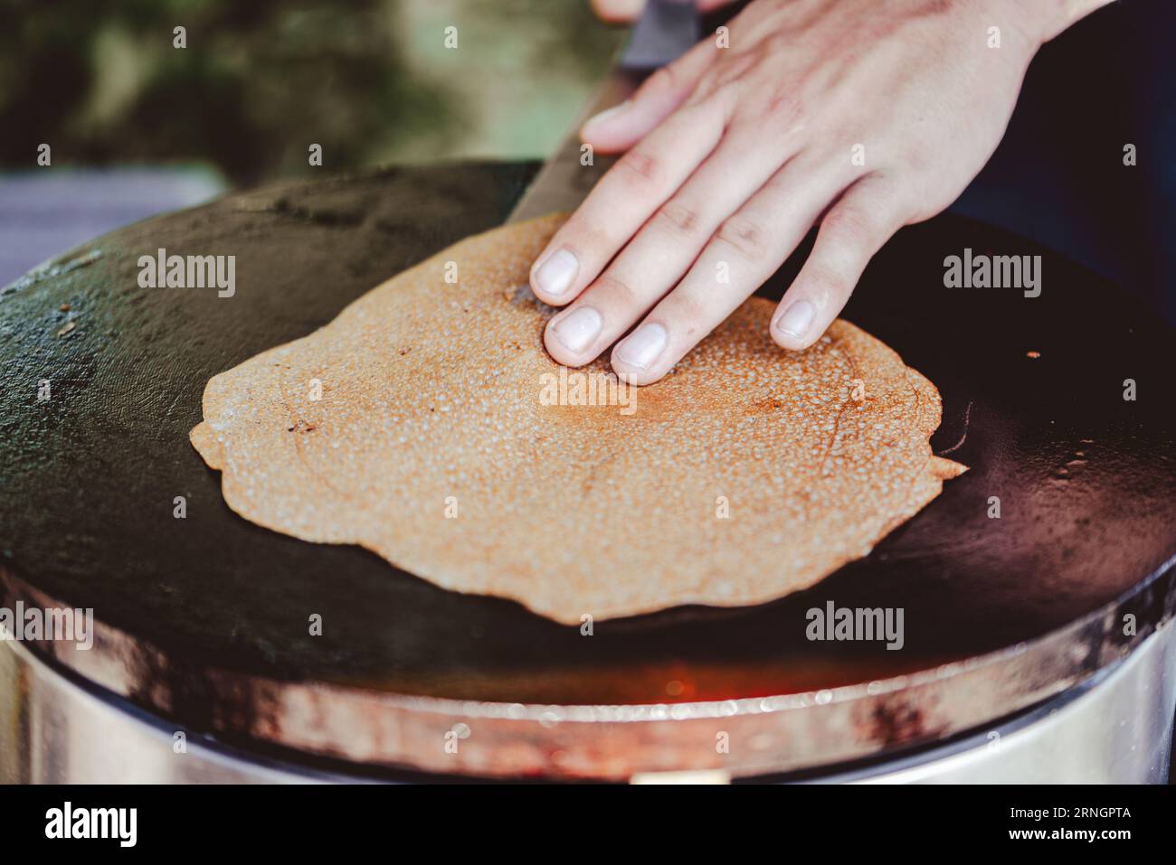breton galette buckwheat crepe with ingredients. making buckwheat ...