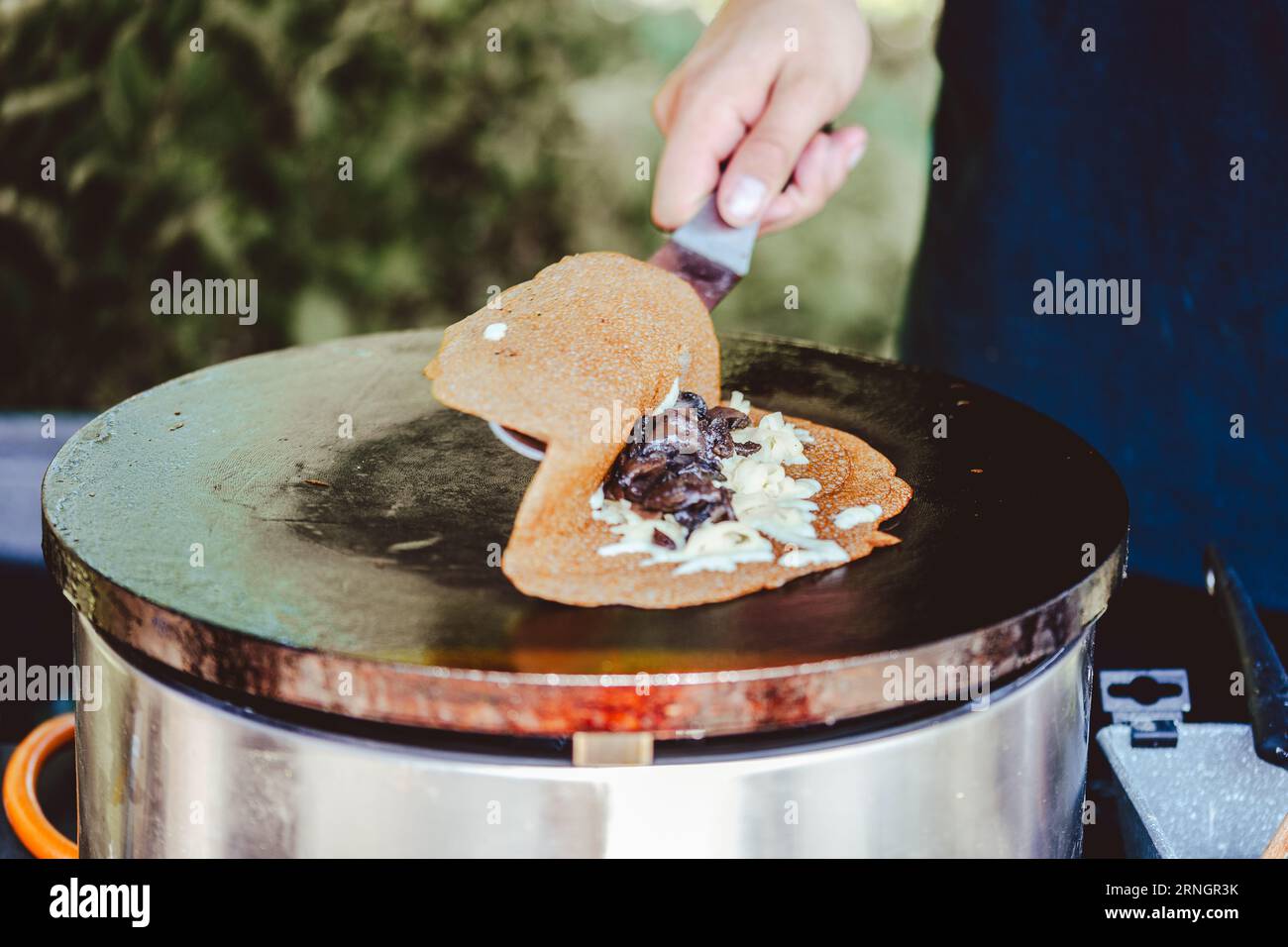 breton galette buckwheat crepe with ingredients. making buckwheat ...