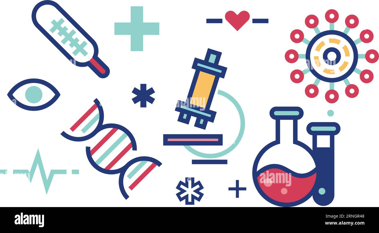 Medicine concept. Human biology scientific color symbols Stock Vector ...