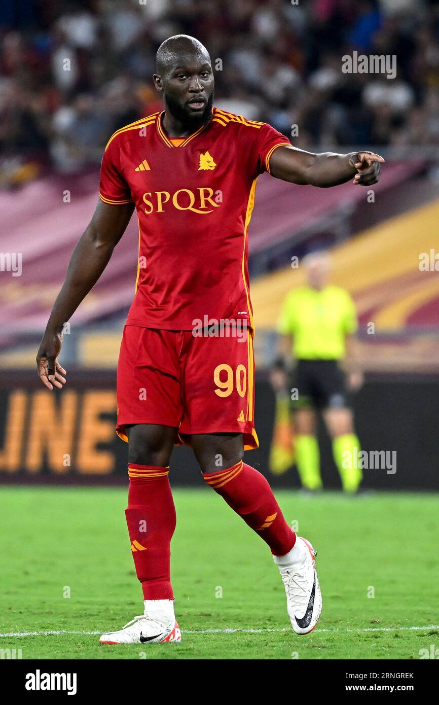 Rome, Italy. 01st Sep, 2023. Romelu Lukaku of AS Roma gestures during ...