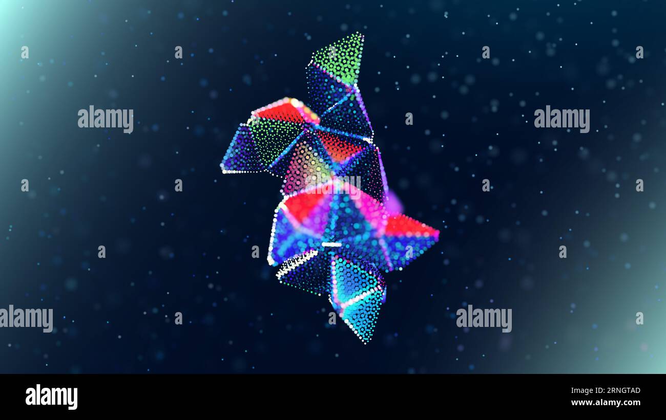 Abstract crystalline from tetrahedrons compound. Micro dimensional ...