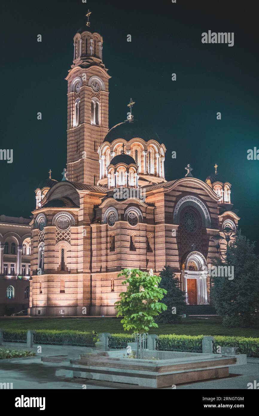 Orthodox church in centre of Banja Luka, majestic church with big tower ...