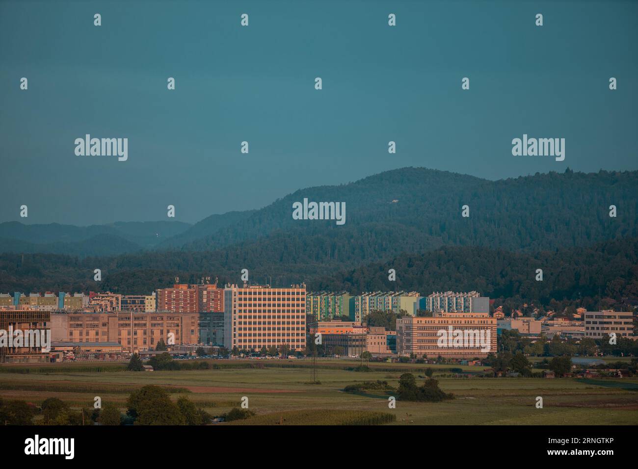 Modern suburb of Siska, Ljubljana with recently new buildings and ...