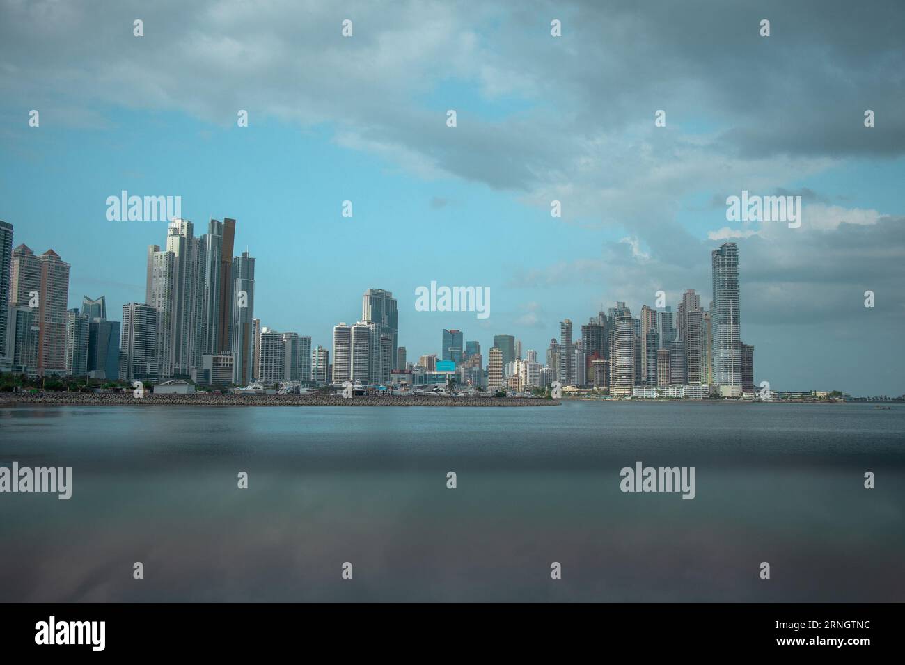 Cityscape of Panama downtown with visible high skyscrapers and business ...