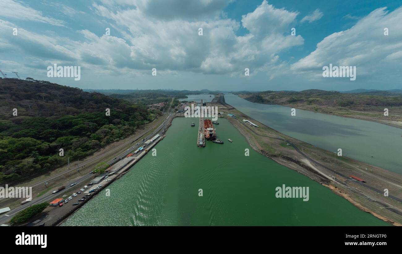 Boat passing Pedro Miguel locks in Panama, famous channel shortcut in ...