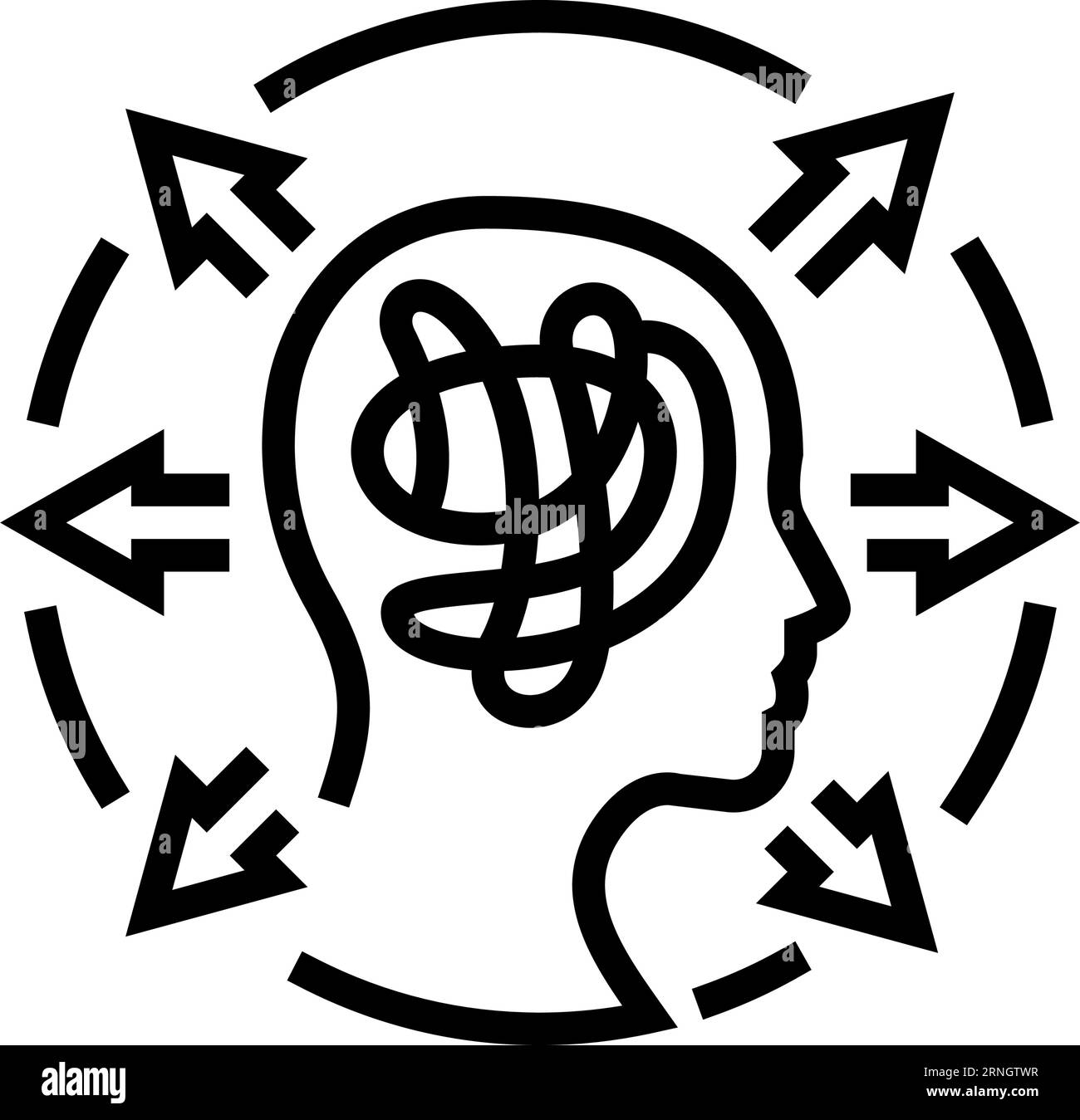 difficulty concentrating disease symptom line icon vector illustration ...