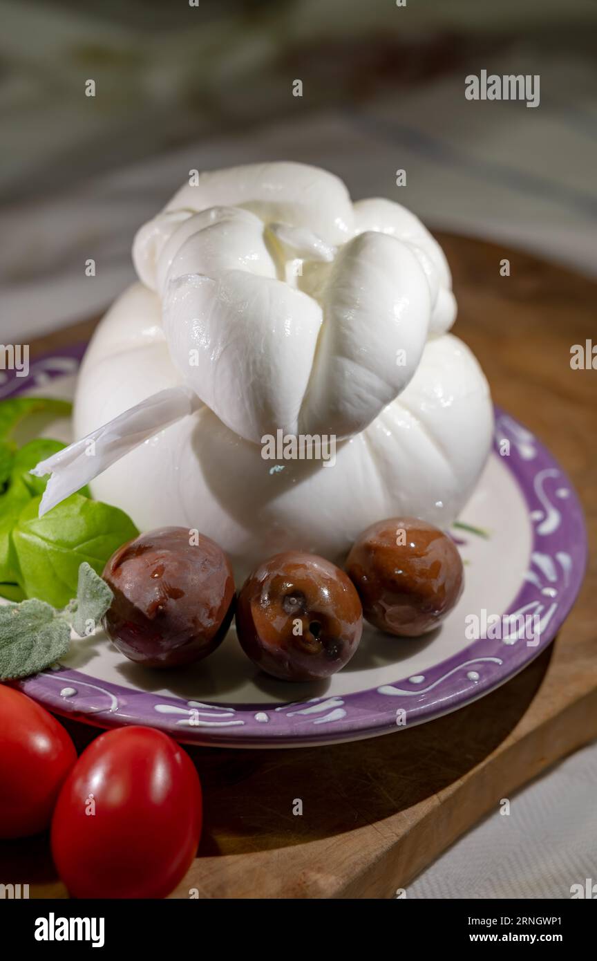 Cheese collection, fresh soft handmade Italian cheese from Puglia ...