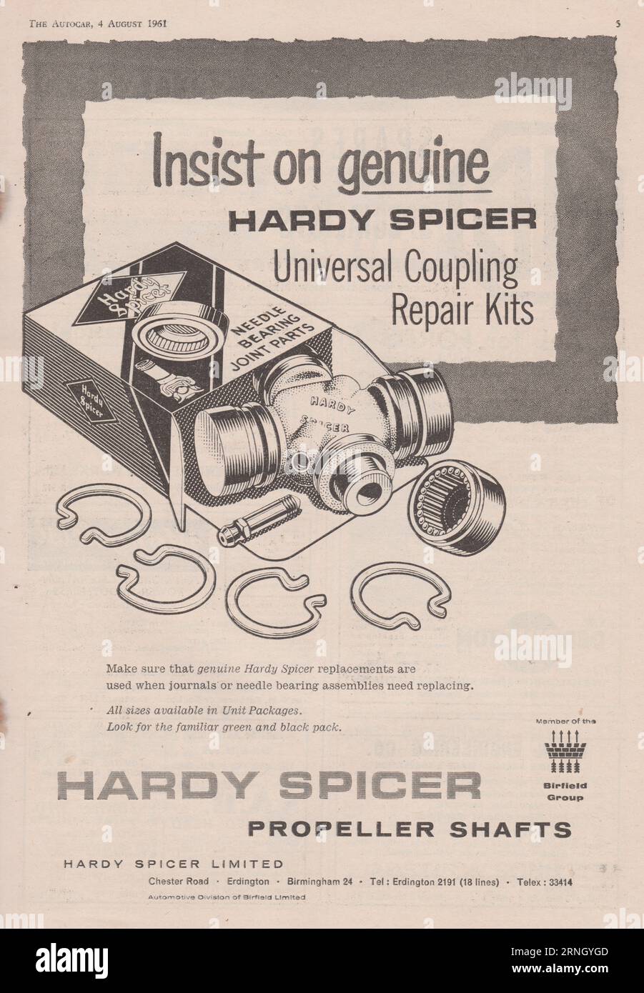 Hardy Spicer Propeller Shafts advert Stock Photo - Alamy