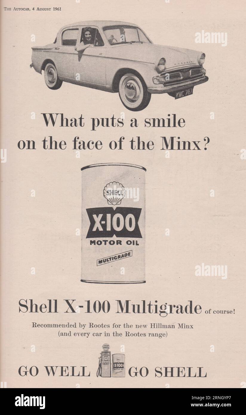 Shell X-100 Multigrade vintage advert Stock Photo - Alamy
