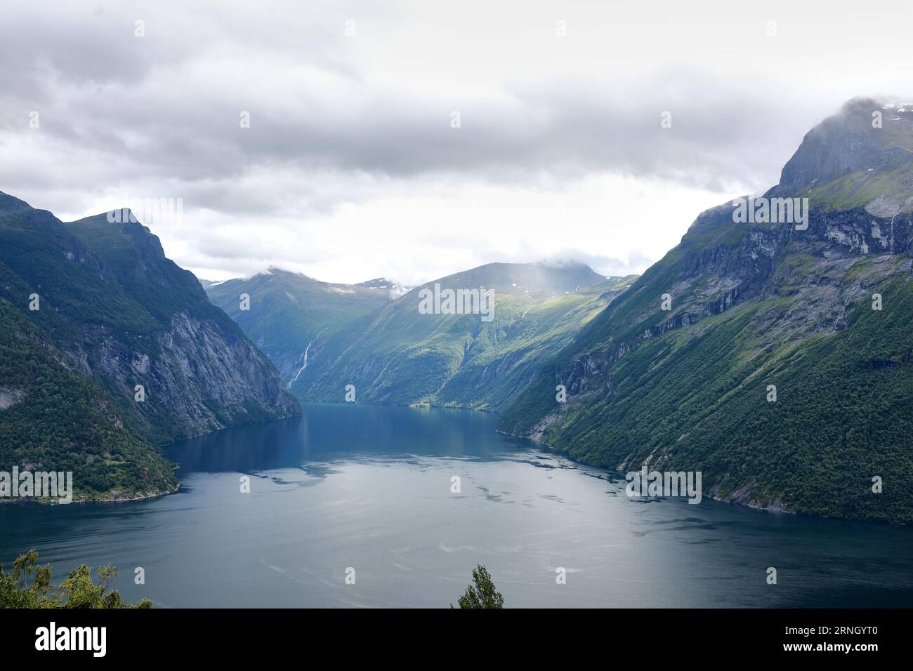 Geirangerfjord, stunning fjord in Norway. Fjord is surrounded by ...