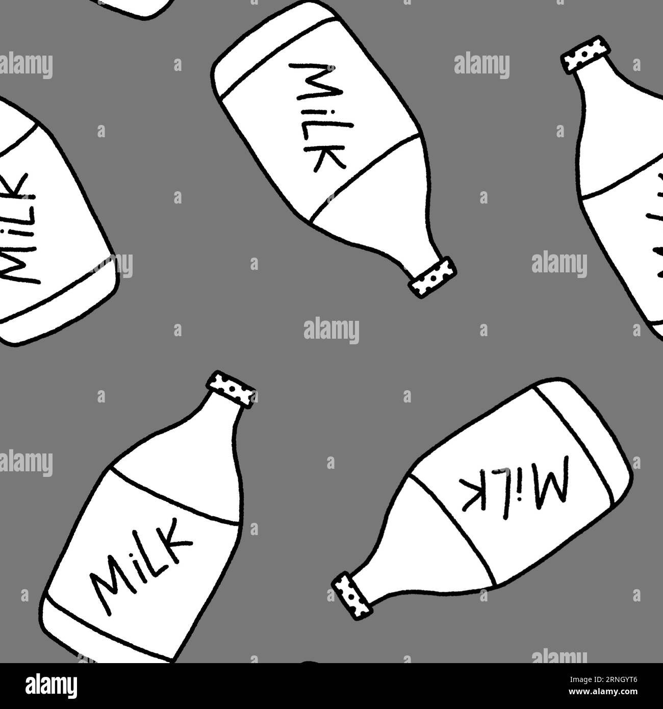 Cartoon milk bottle seamless doodle pattern for wrapping paper and ...