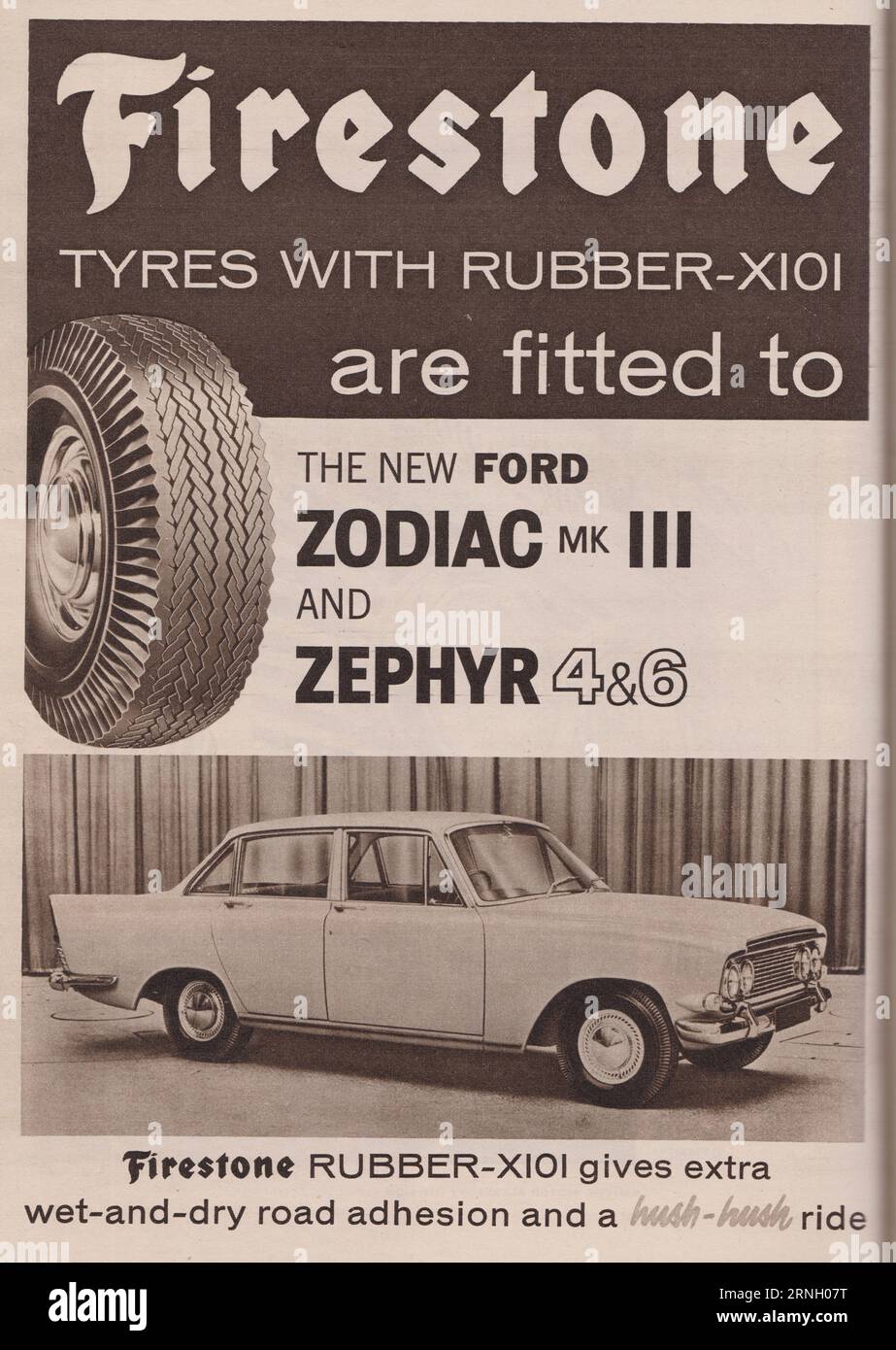 Firestone Types vintage advert - Ford Zodiac MKII and Zephyr 4 & 6 ...