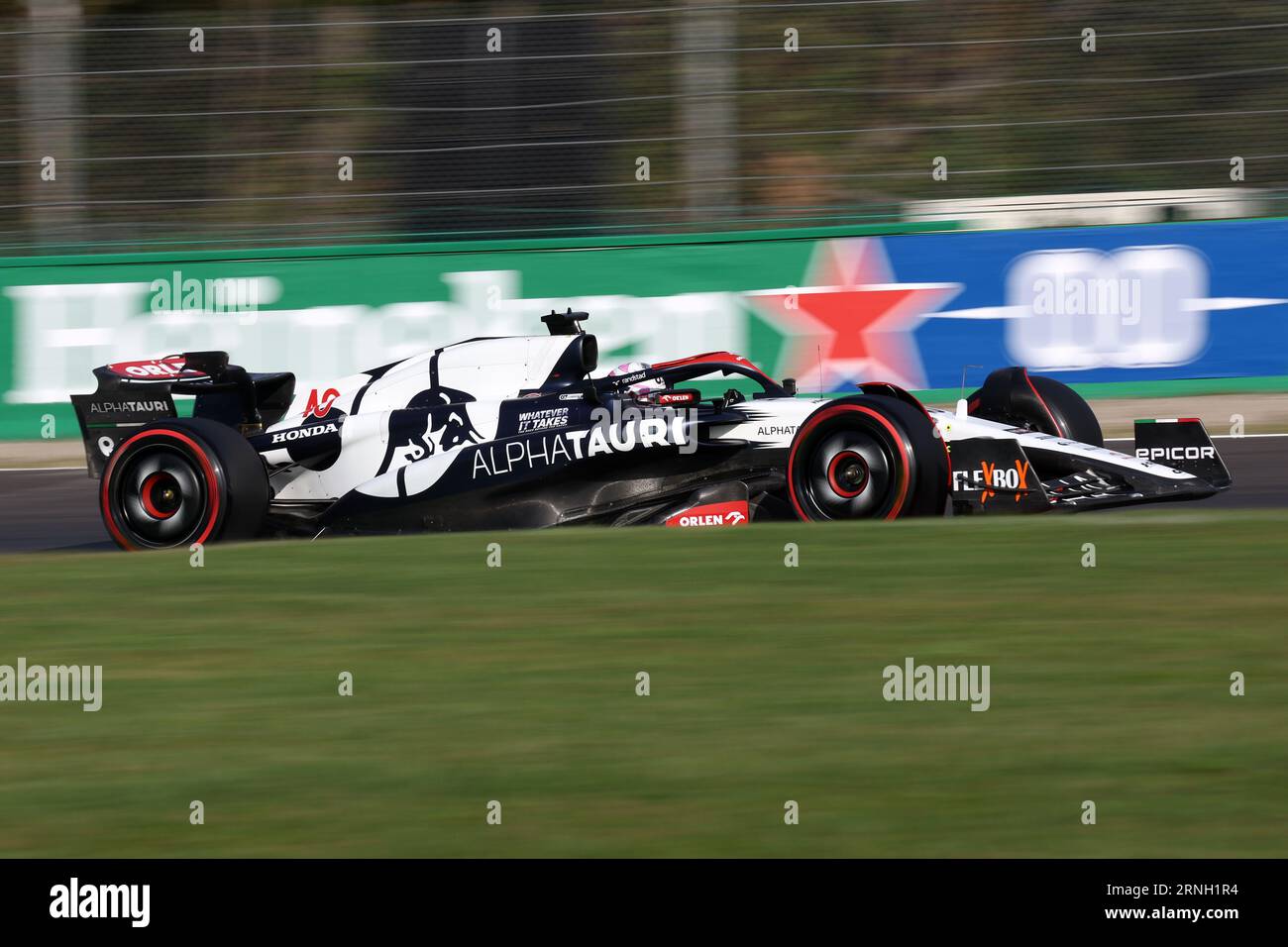 Monza, Italy. 01st Sep, 2023. Liam Lawson of AlphaTauri on track during practice ahead of the F1 ...