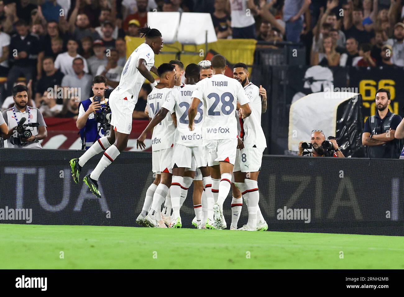Milan's French forward Olivier Giroud celebrates after scoring a goal ...