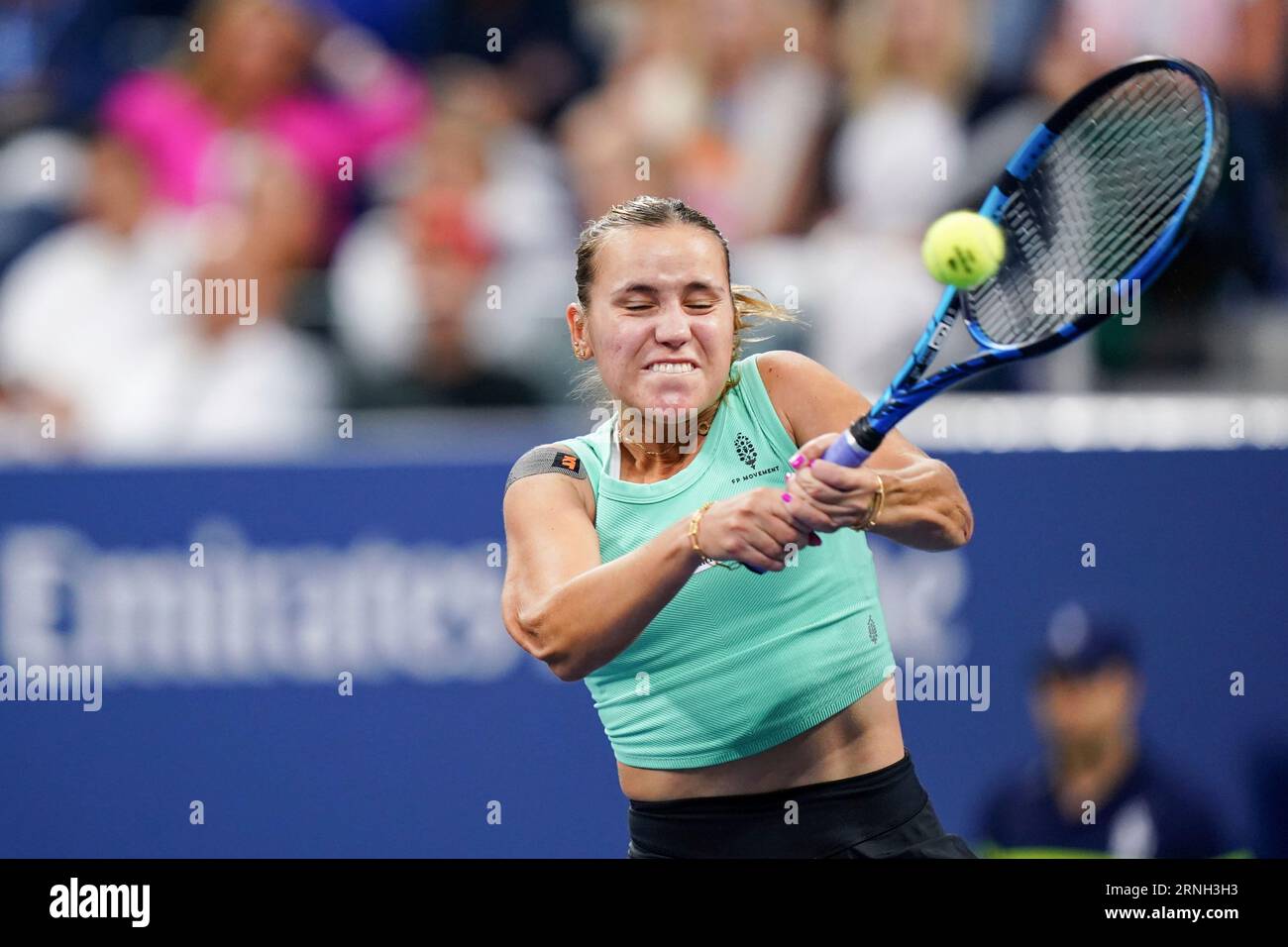 Sofia Kenin in action during a women's singles match at the 2023 US ...
