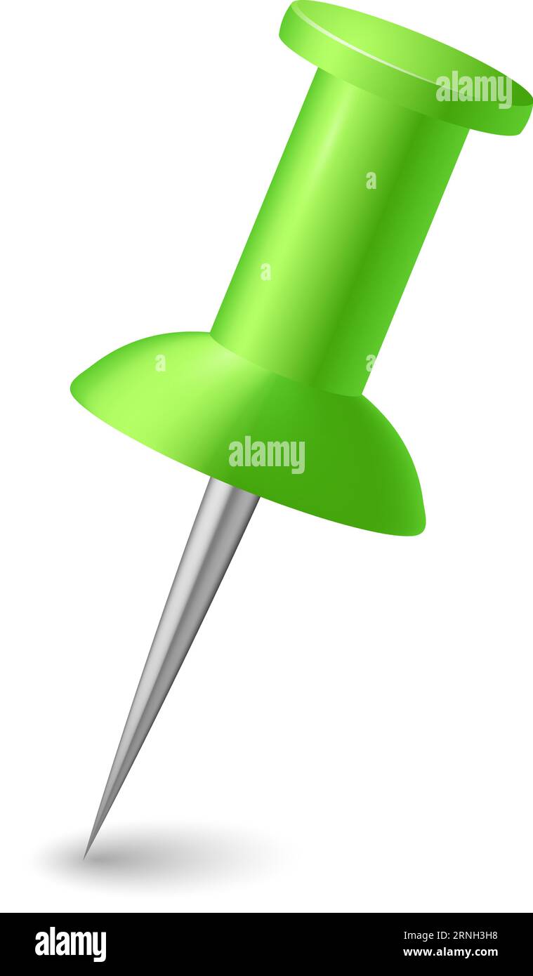 Green push pin mockup. Plastic thumb tack Stock Vector Image & Art - Alamy
