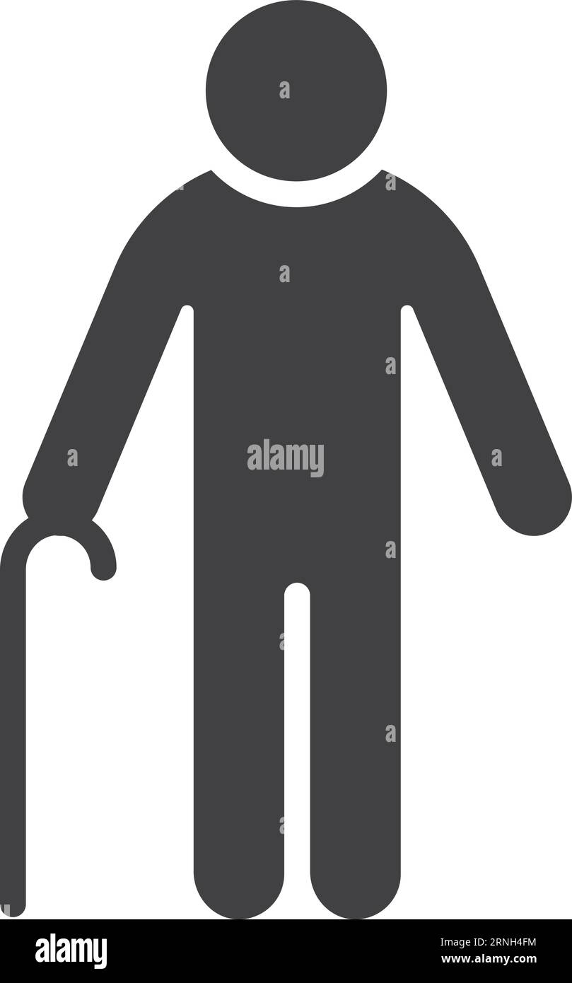 Old Man With Walking Cane Black Icon Senior Symbol Stock Vector Image And Art Alamy 