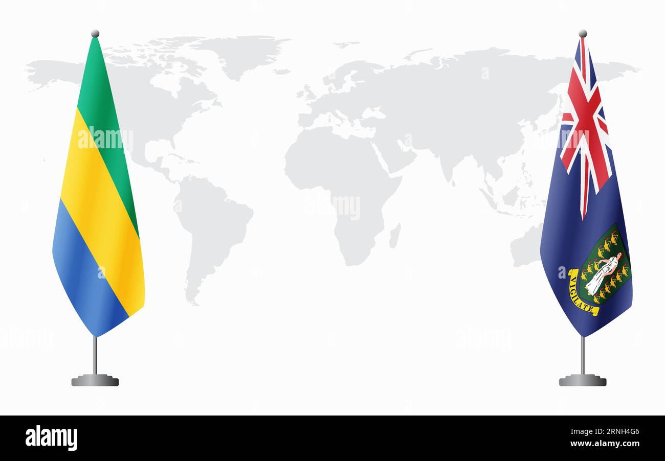 Gabon and British Virgin Islands flags for official meeting against ...
