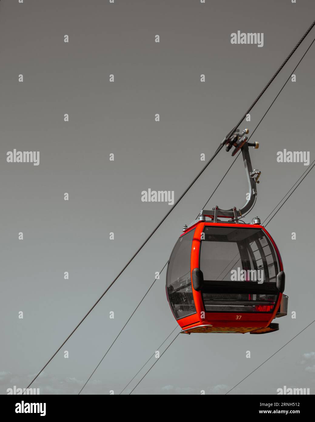 The cable car to the top of the mountains. Postavarul Peak from Poiana ...