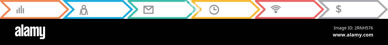 Infographic process stages template. Color line timeline chart Stock ...