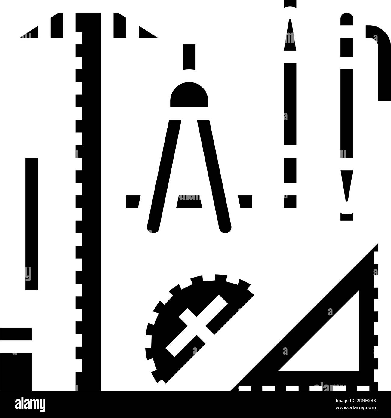 drafting tools architectural drafter glyph icon vector illustration ...