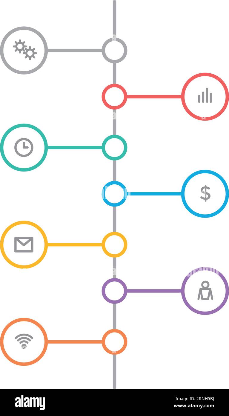 Timeline chart. Color line infographic template with business icon ...