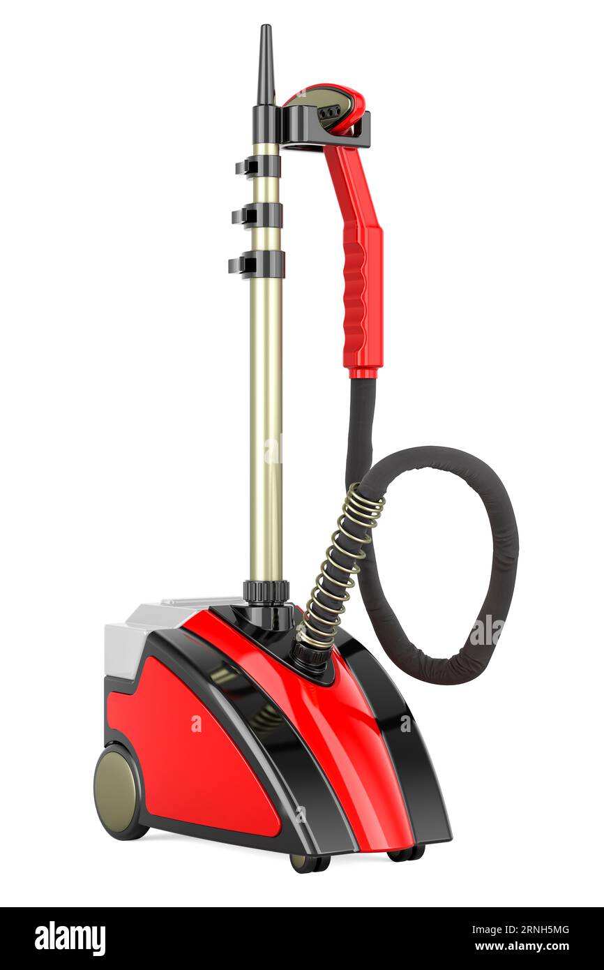 Red clothes steamer, garment steamer. 3D rendering isolated on white ...