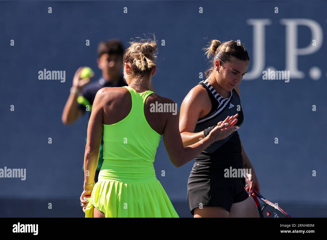 Marta Kostyuk and Elena-Gabriela Ruse in action during a women's ...