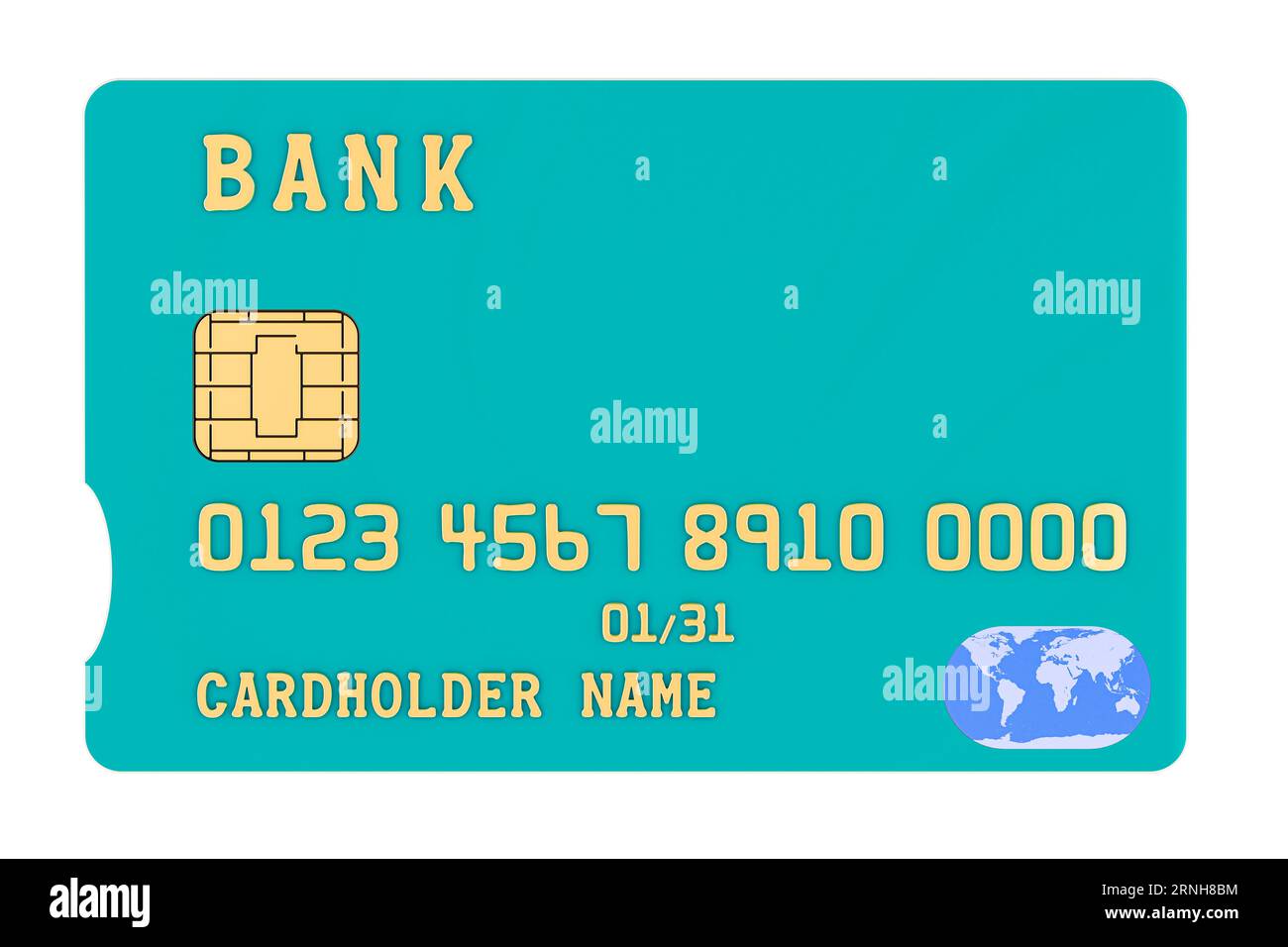 Credit Card, front view. 3D rendering isolated on white background ...