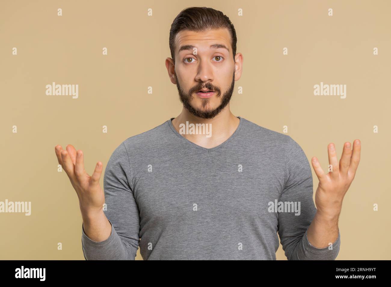 Oh my God, Wow. Excited amazed winner man surprise looking at camera ...